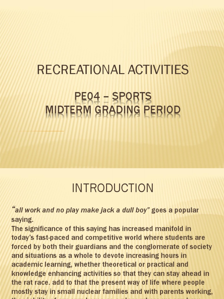 Understanding Recreational Activities | PDF | Recreation | Leisure