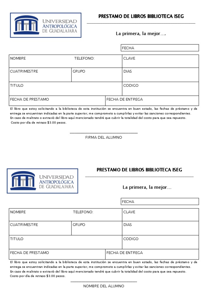 Formato para Prestamo de Libros en Biblioteca - noPW | PDF