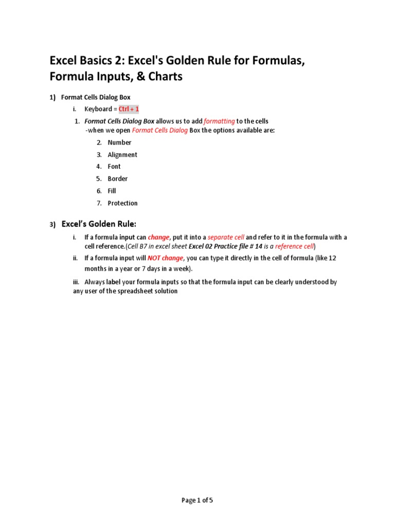 Notes 02 - # 14 in Series - Excel Golden Rule | Download Free PDF ...