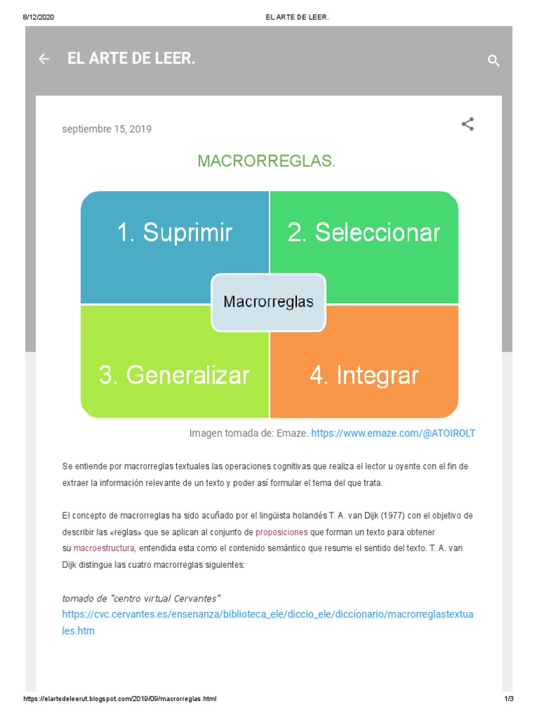 El arte de aplicar macrorreglas textuales | PDF | Interacciones de ...