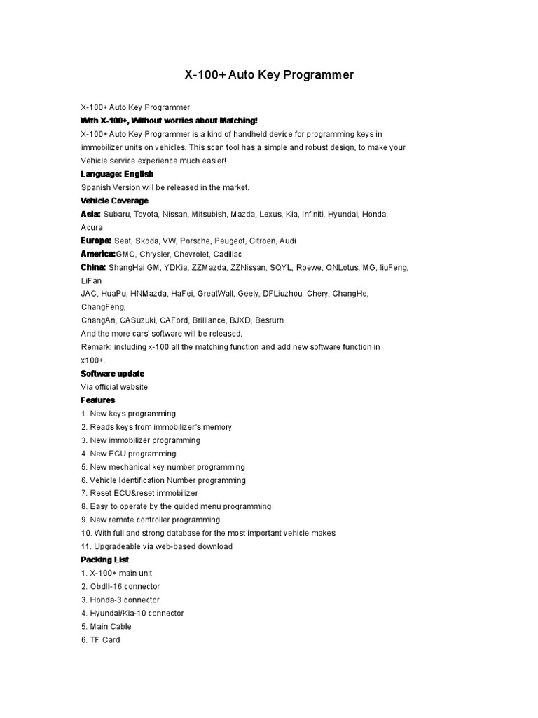 X-100+ Auto Key Programmer: A Versatile Tool for Programming Keys ...