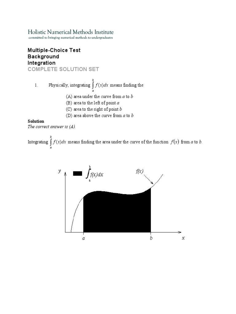 MC Question - Solution CH 07.01 Primer On Integral Calculus.01 Primer ...