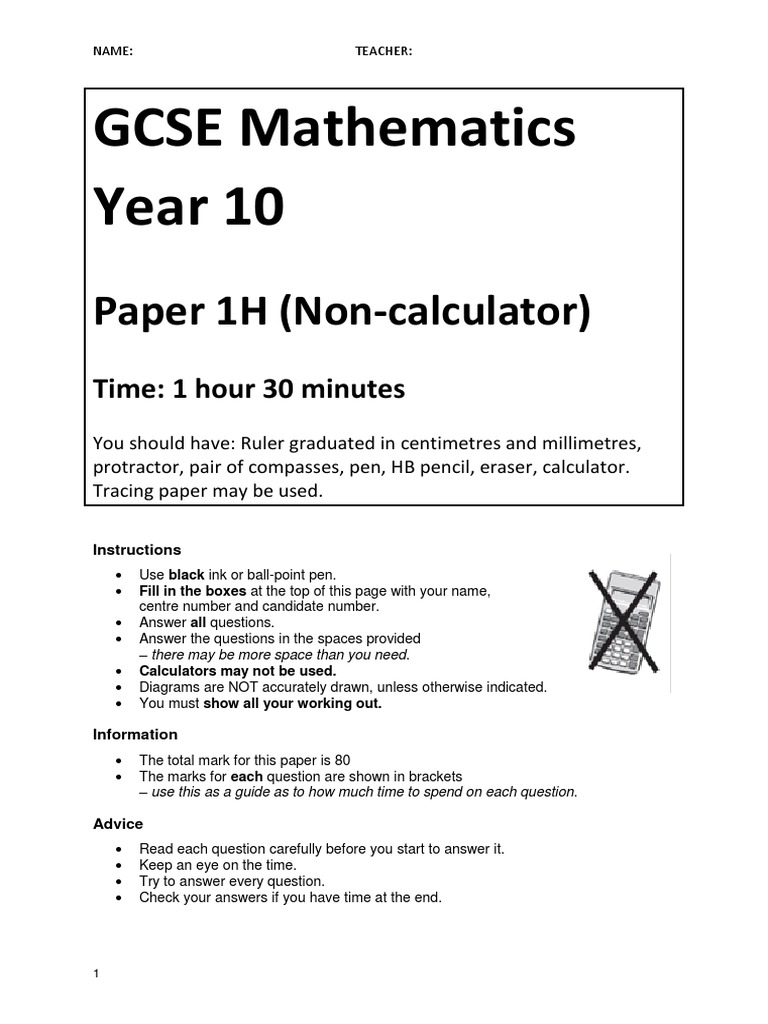 Yr10 Higher Term 2 Assessment Paper1 2020-21 | PDF | Geometry ...