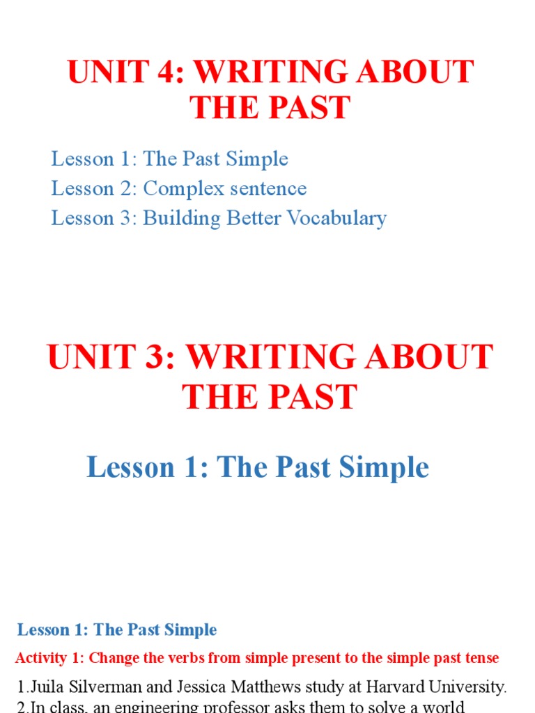 Unit 3 - Writing About The Past | PDF | English Language | Syntax