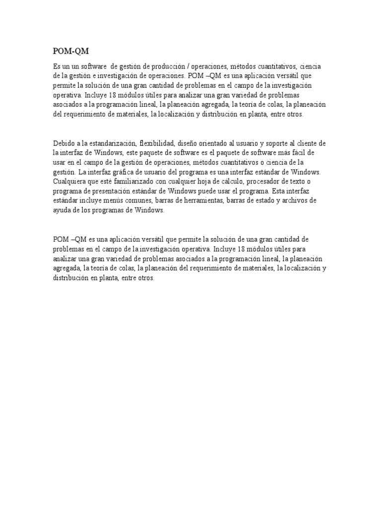 Pom QM | PDF