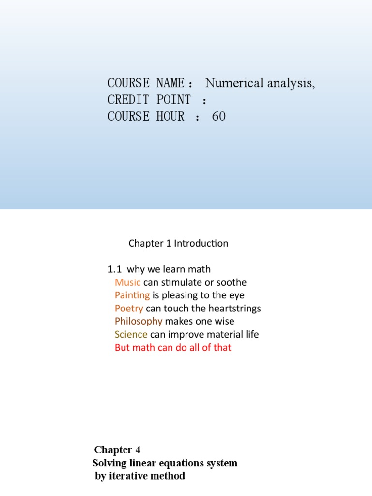 W-13 Solving The Linear Equation Systems by Iteration Method | PDF | Norm (Mathematics) | System ...