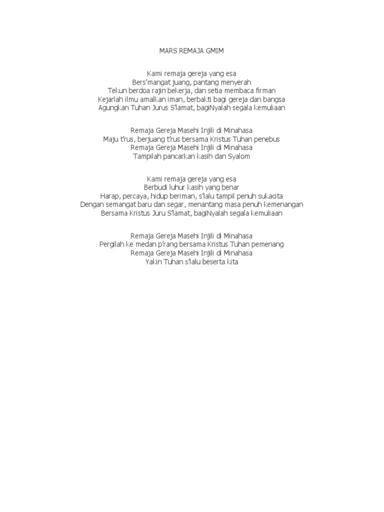 Mars Remaja Gmim | PDF