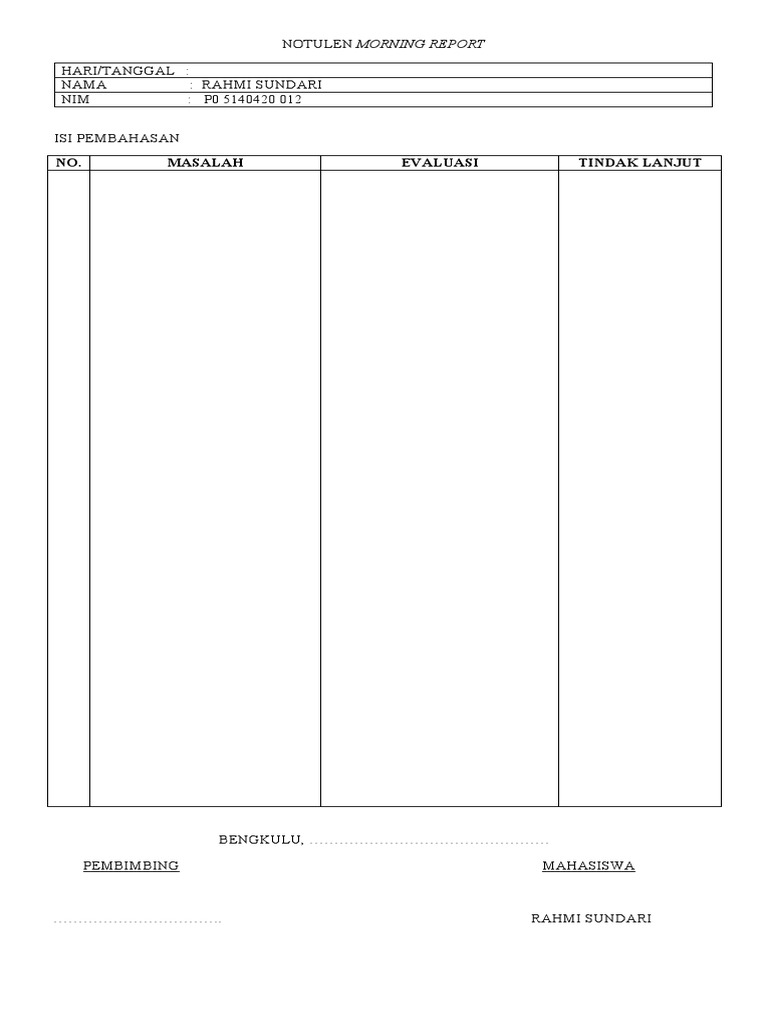 Notulen Morning Report | PDF