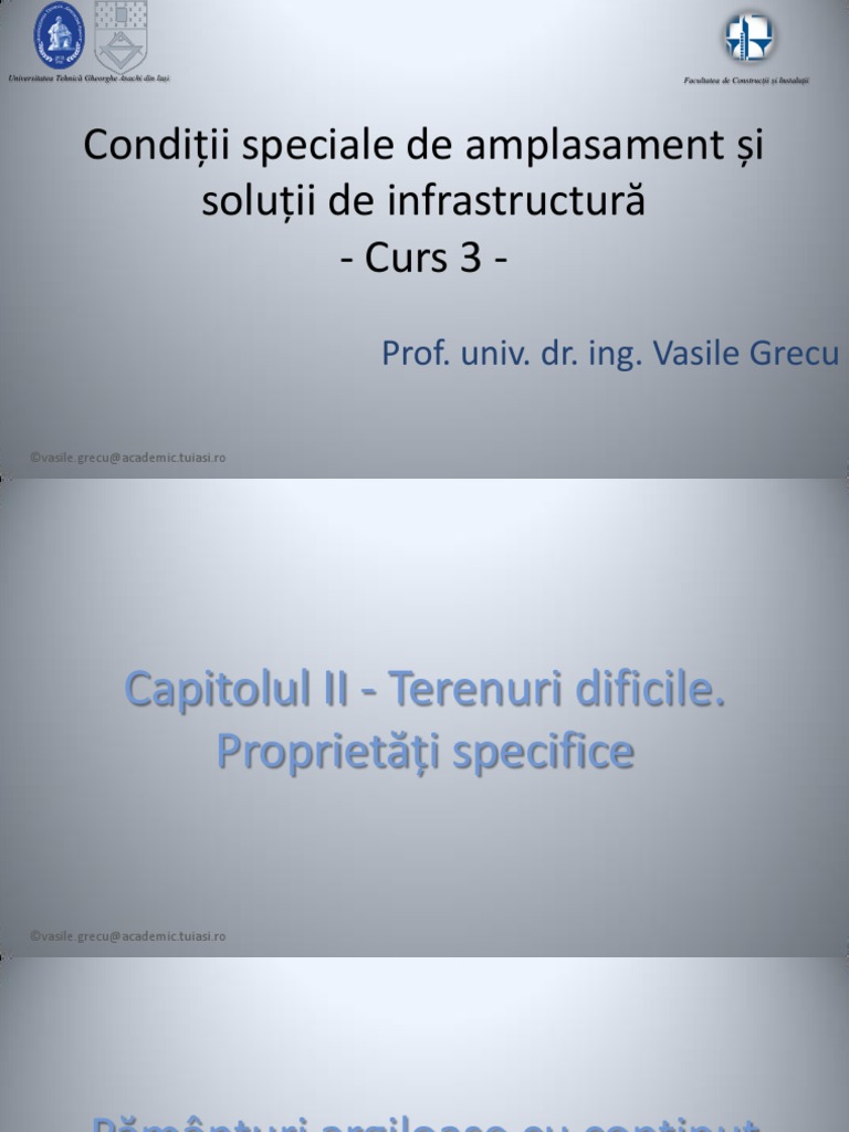 Condiții Speciale de Amplasament Și Soluții de Infrastructură - Curs 3 | PDF