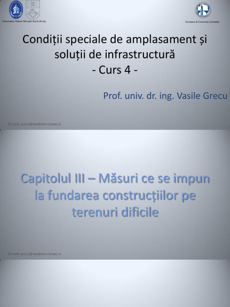 Condiții Speciale de Amplasament Și Soluții de Infrastructură - Curs 4 | PDF