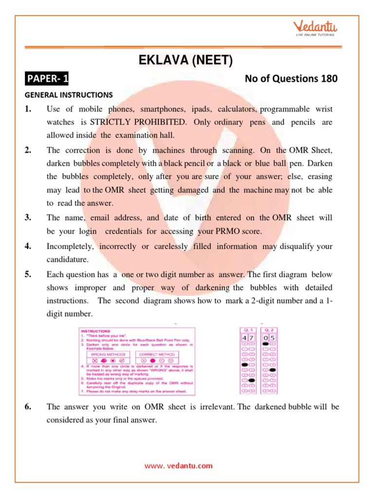 Neet Sample Paper By Vedantu Exampless Papers NEET UG 2023: How To Ace