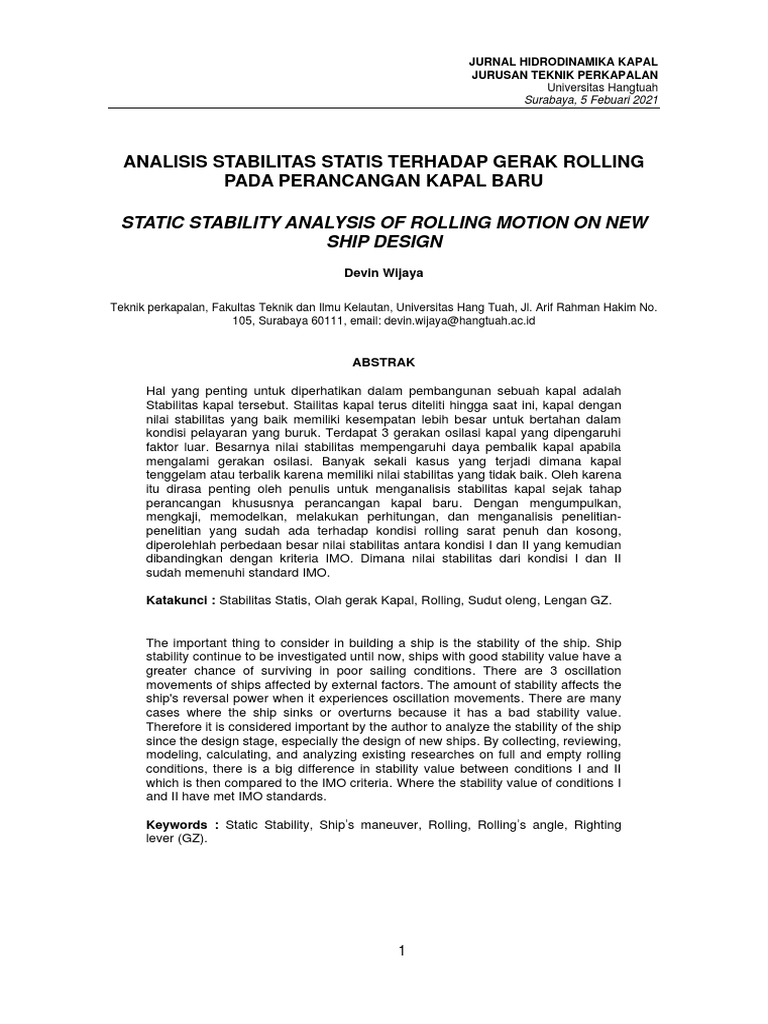 Jurnal Hidrodinamika (Devin Wijaya 20180210004) | PDF