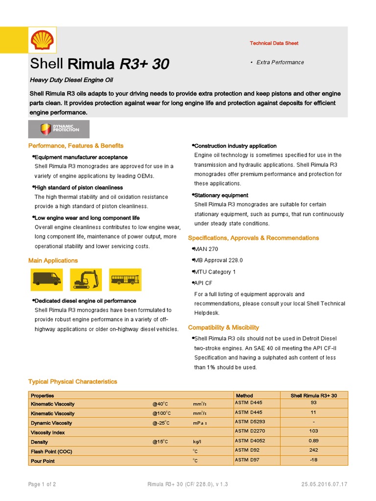 Shell Rimula R3+ 30: Performance, Features & Benefits | PDF | Motor Oil ...