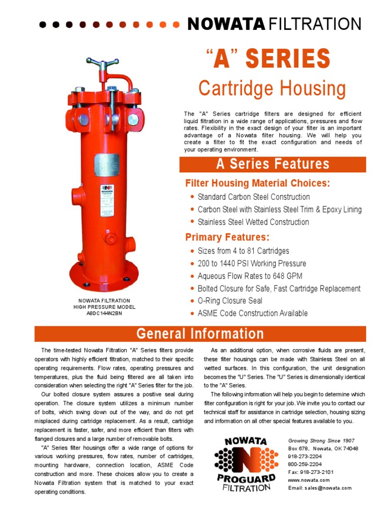 Nowata-A-Series-Spec-Sheet - Media Filter | PDF | Pipe (Fluid ...