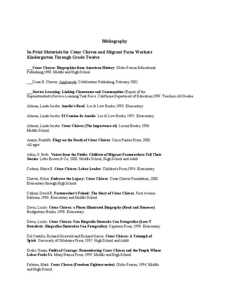 Cesar Chavez Bibliography | Download Free PDF | Labor | Social Movements
