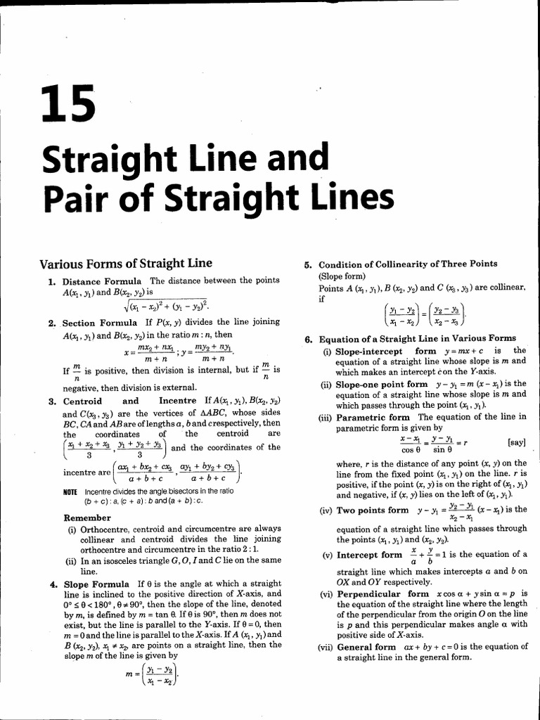 Straight Line and Pair of Straight Lines | PDF | Line (Geometry ...