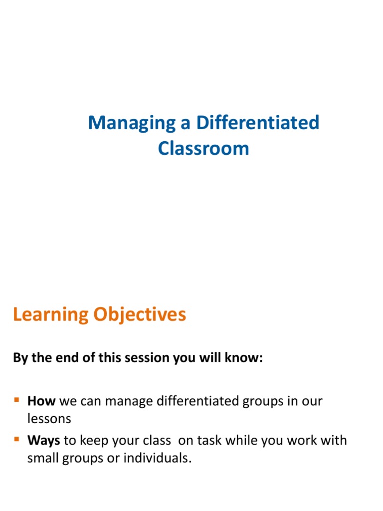Strategies for Managing Differentiated Classrooms | PDF | Classroom ...