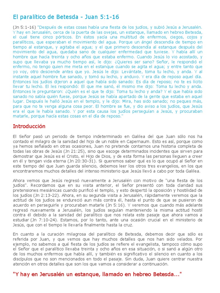 El milagro del paralítico de Betesda | PDF | Pecado | Jesús