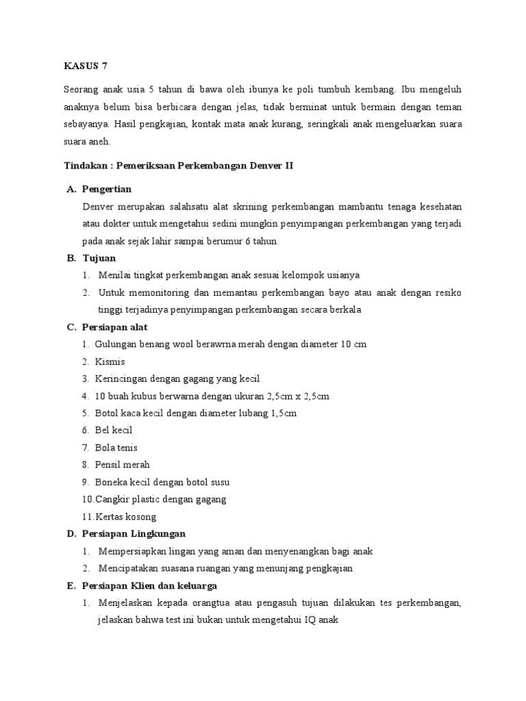 Skrining Perkembangan Denver II Anak | PDF | Kesehatan Holistik