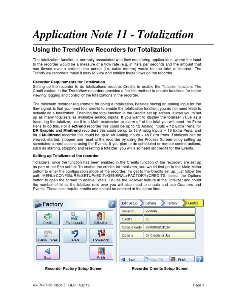 Application Note 11 - Totalization: Using The Trendview Recorders For ...