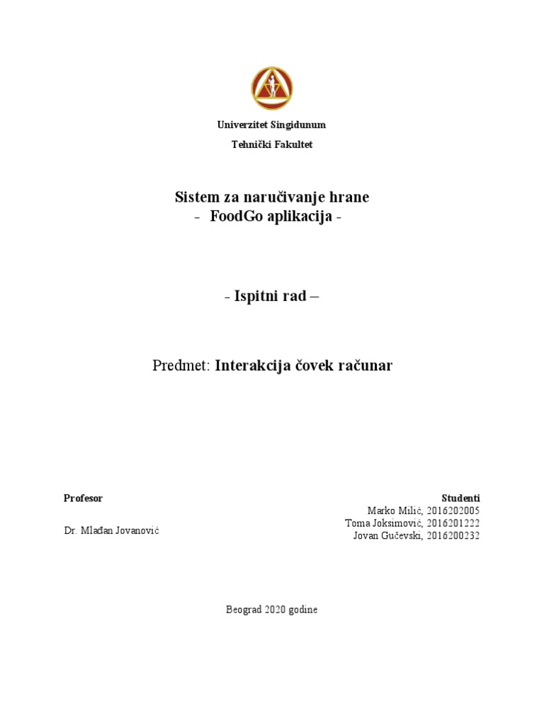 HCI Ispit Projekat | PDF