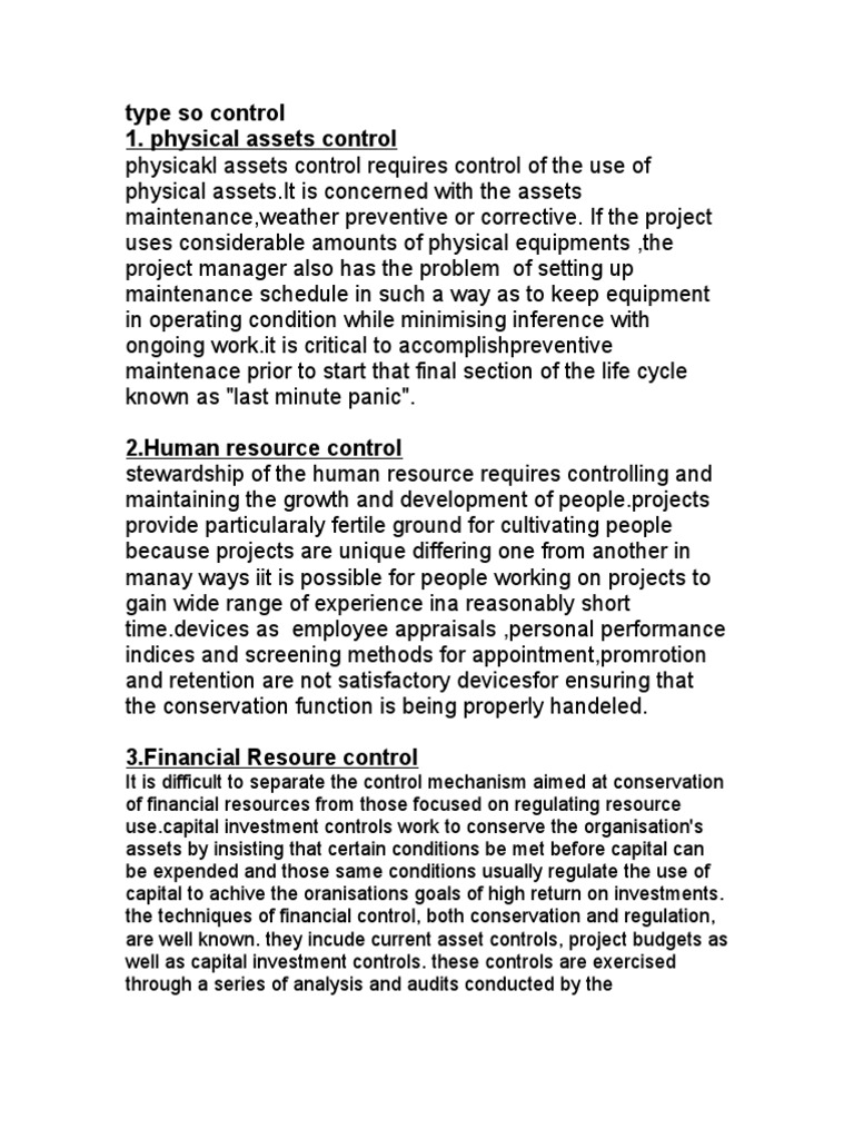 Types of Control | PDF | Resource | Control Theory