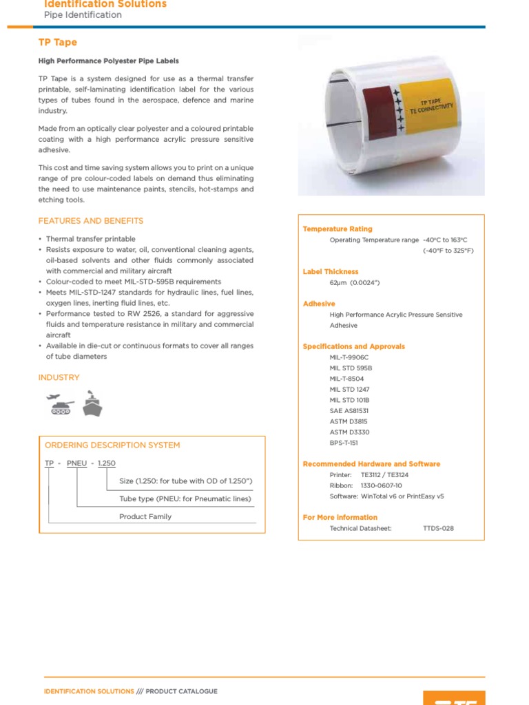 High Performance Polyester Pipe Labels for Aerospace, Defence and ...