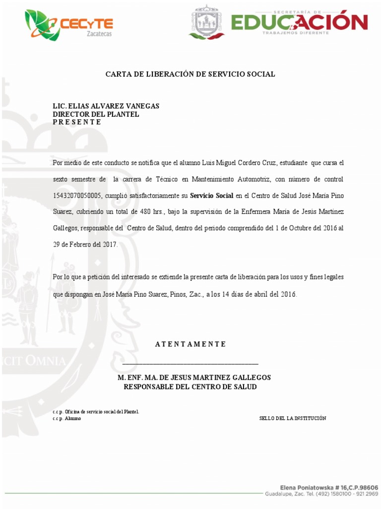 Carta Liberacion | PDF