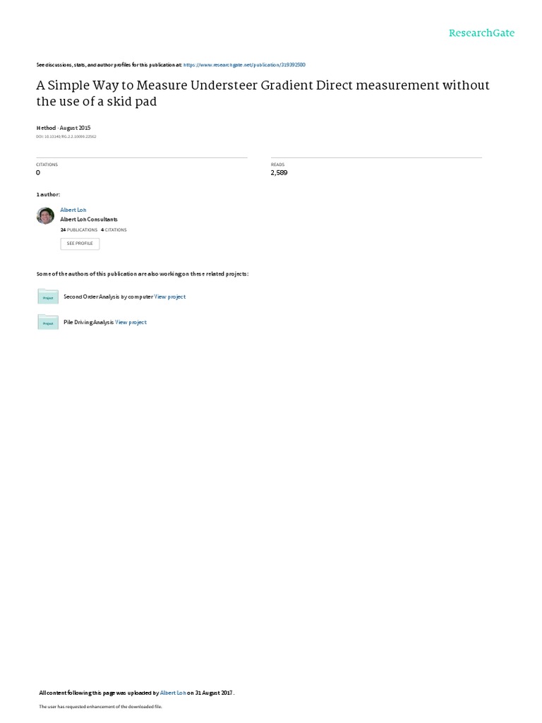 A Simple Way To Measure Understeer Gradient | PDF | Vehicle Technology ...