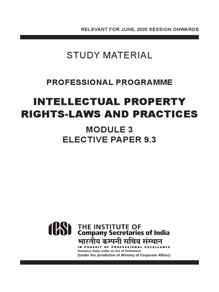 Final Ipr&Lp Book 10022020 | PDF | Intellectual Property | Patent