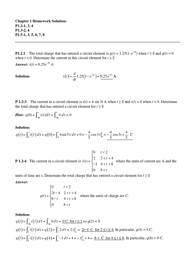 Circuit Element Analysis Solutions | PDF | Power Supply | Force