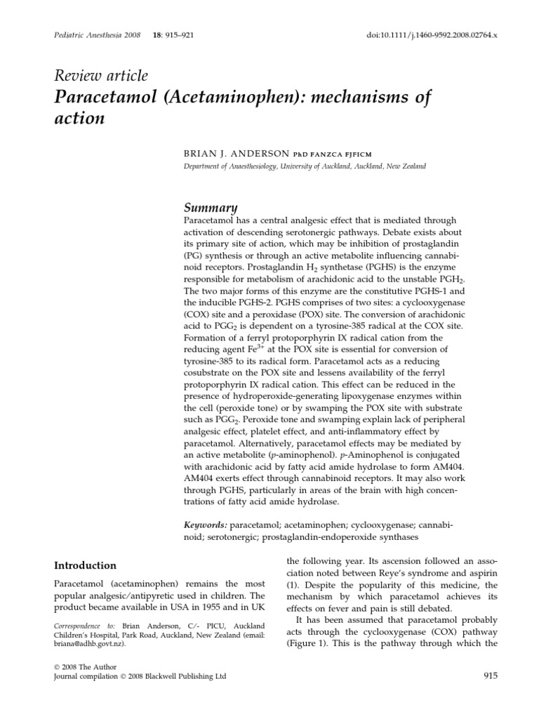 Mechanisms of Paracetamol Action | PDF | Nonsteroidal Anti Inflammatory ...