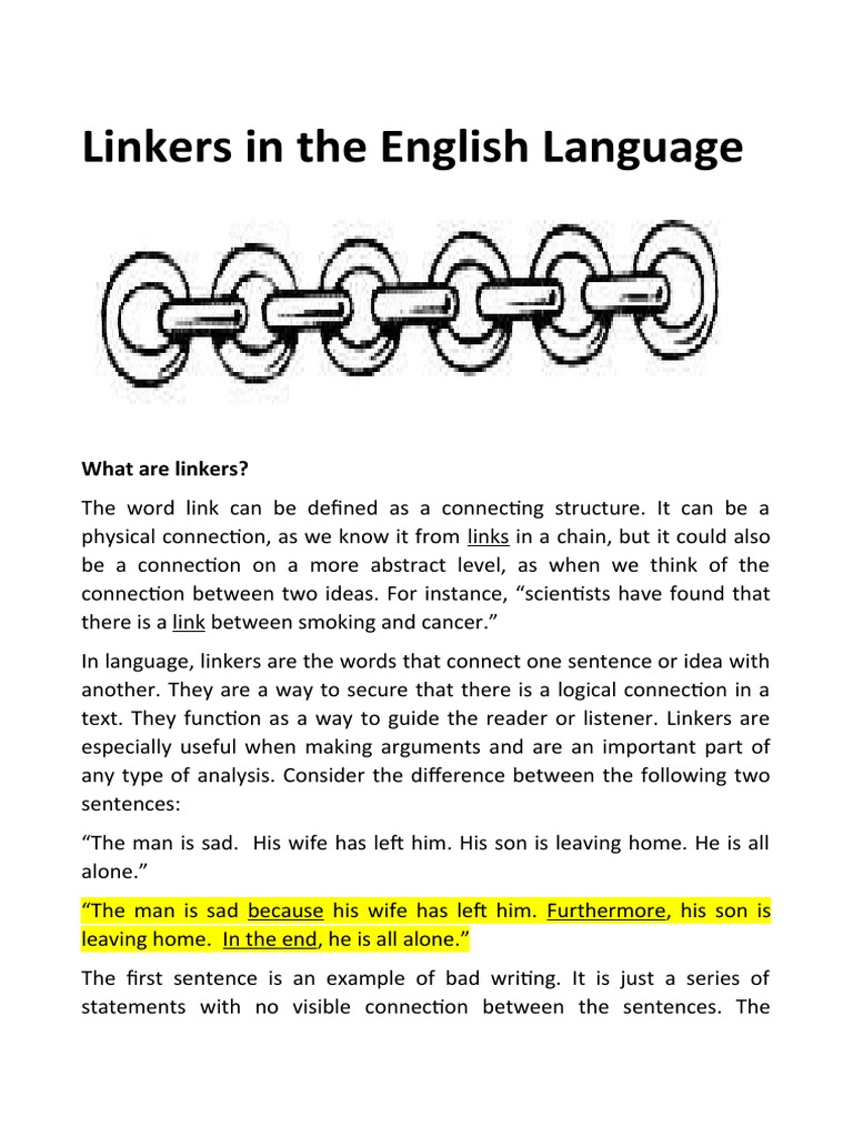 Linkers in The English Language | PDF | Sentence (Linguistics) | Idea