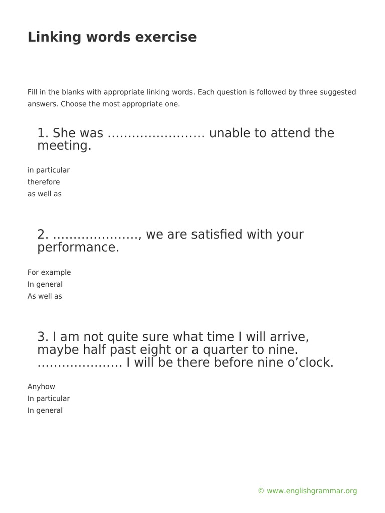 Linking Words Exercise | PDF | Scientific Theories | Science