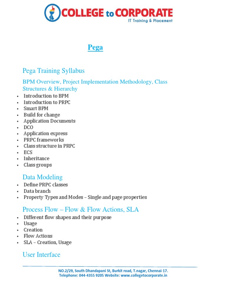 Pega Training Syllabus: BPM Overview, Project Implementation ...