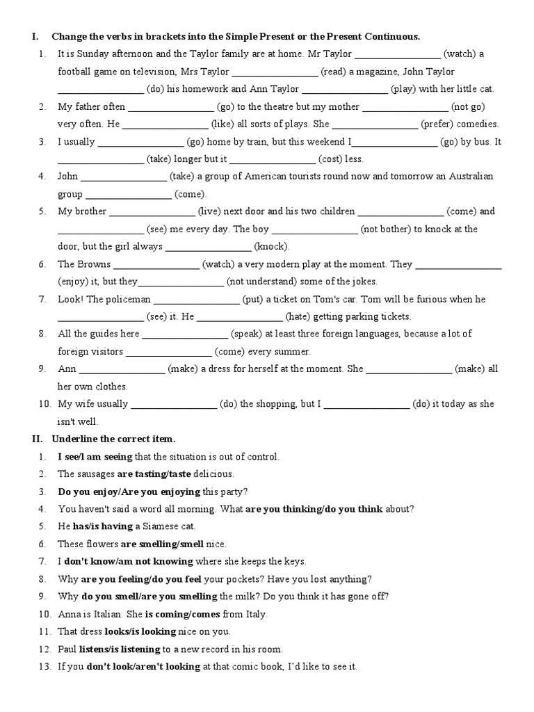 TENSES - Exercises | PDF