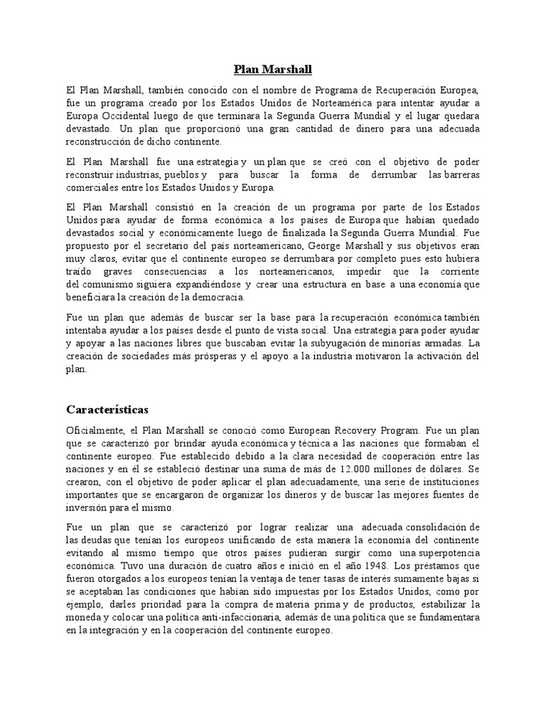 Plan Marshall | PDF | plan Marshall | Viajes por Europa