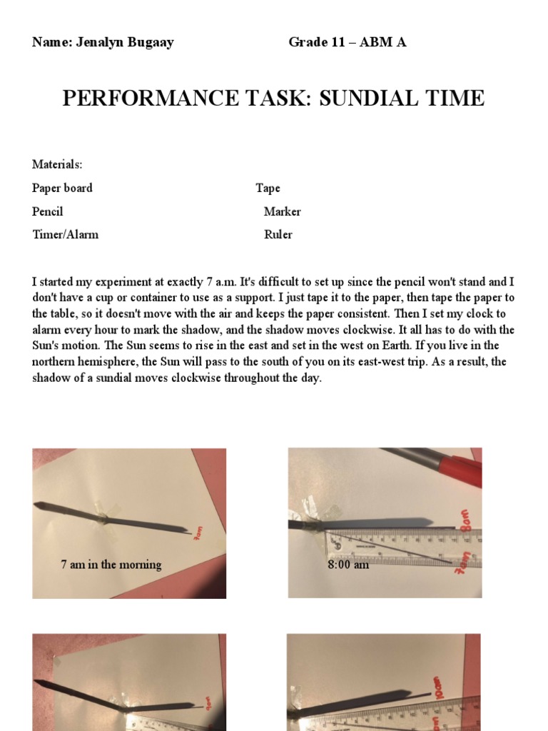 Measuring Time with a Homemade Sundial: An Experiment in Tracking ...
