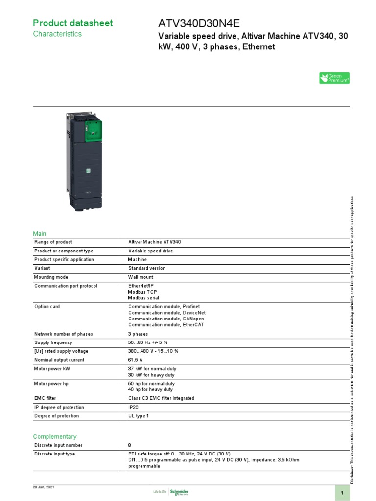 Altivar Machine ATV340 - ATV340D30N4E | PDF | Electric Motor | Relay