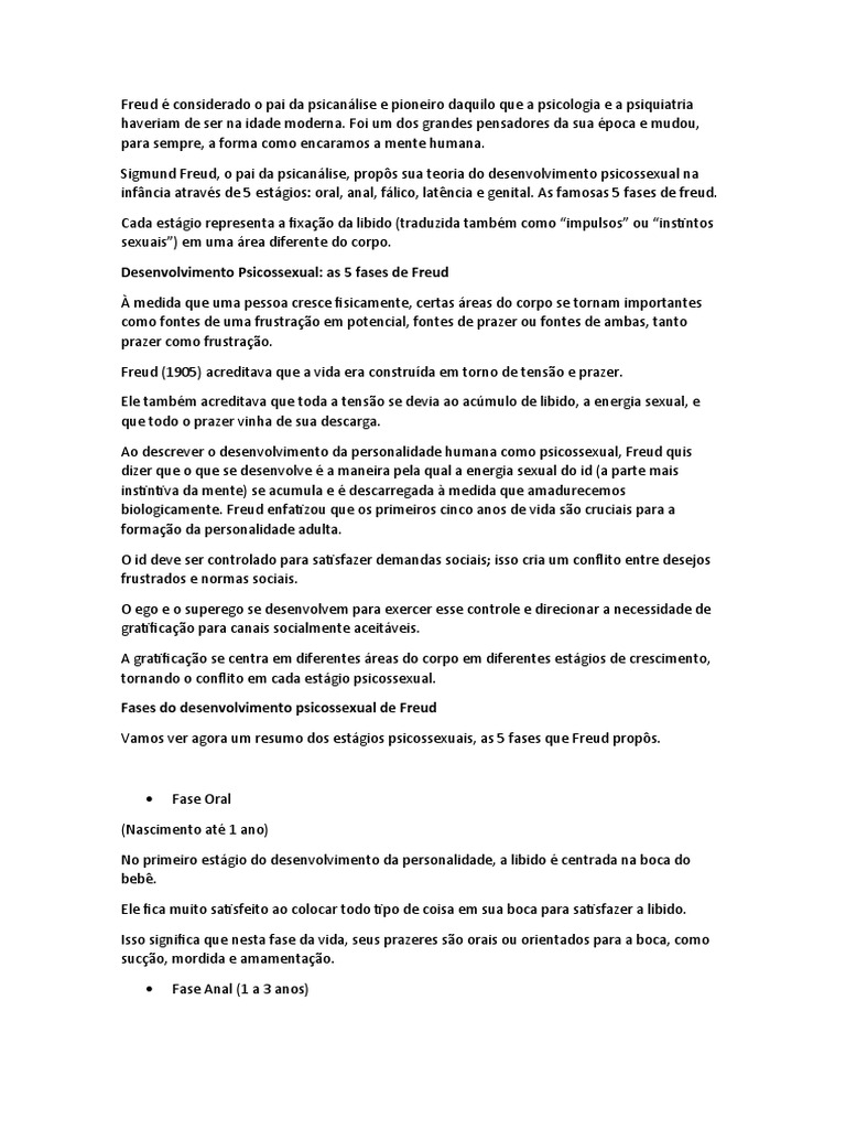 Freud É Considerado o Pai Da Psicanálise e Pioneiro Daquilo Que A ...