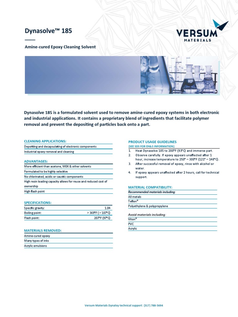 Dynasolve™ 185: Cleaning Applications: Product Usage Guidelines | PDF ...