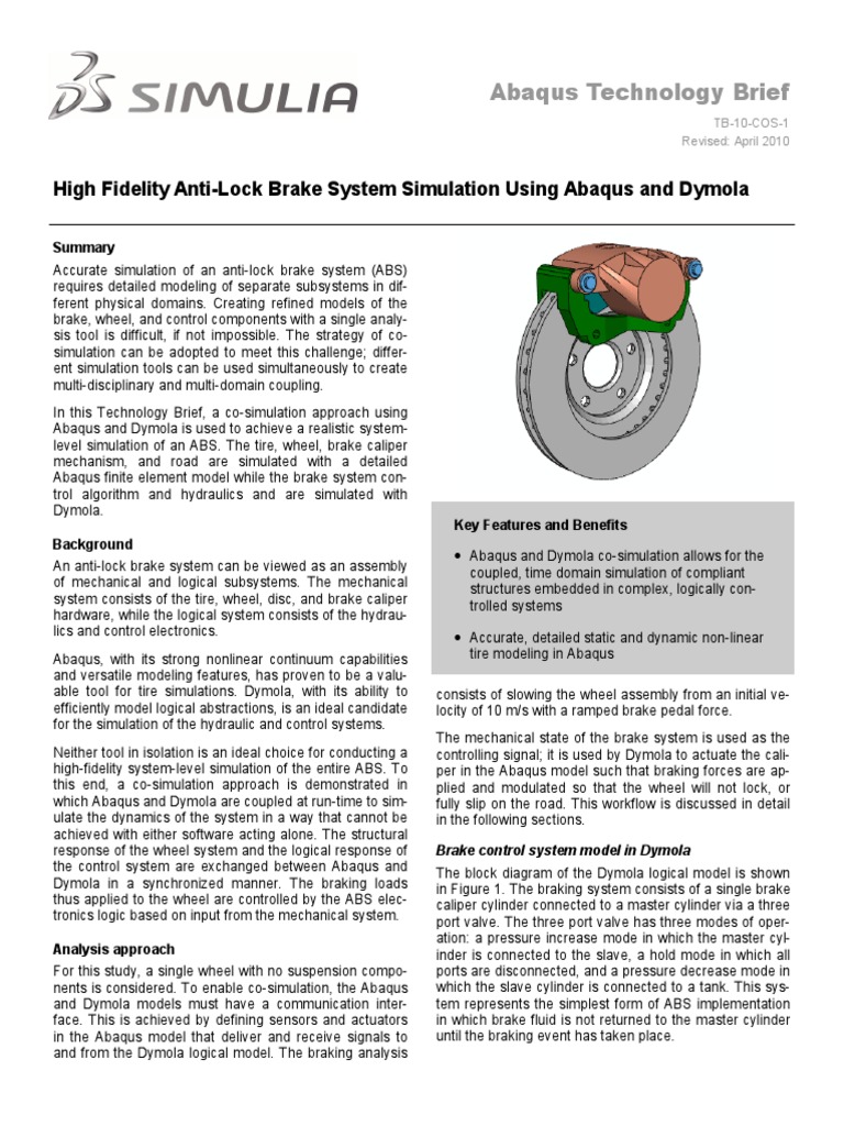 High Fidelity Anti-Lock Brake System Simulation Using Abaqus and Dymola ...