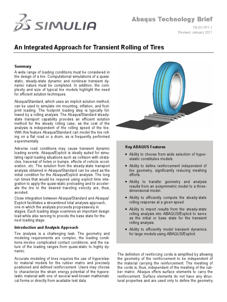 An Integrated Approach For Transient Rolling of Tires: Abaqus ...