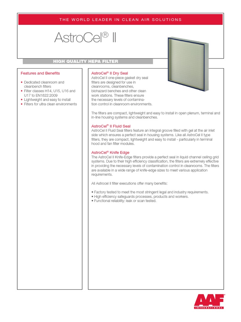 Astrocel Ii: High Quality Hepa Filter | Download Free PDF | Fiberglass ...