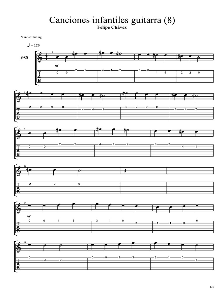 Canciones Infantiles Guitarra | PDF