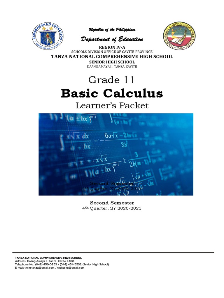 Basic-Calculus Learners-Packet Q4 Weeks 5-8 | PDF | Integral | Calculus