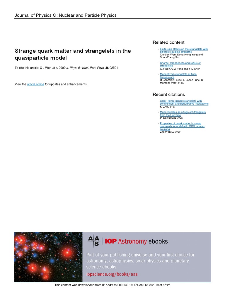 2009 - Strange Quark Matter and Strangelets in The - Quasiparticle ...