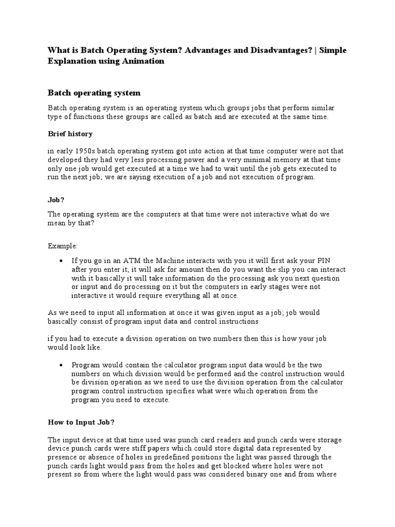 What Is Batch Operating System? Advantages and Disadvantages? - Simple Explanation Using ...