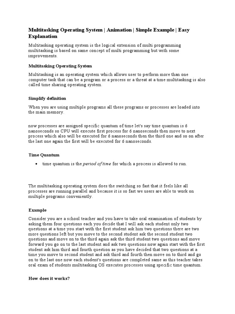 Multitasking Operating System - Animation - Simple Example - Easy ...