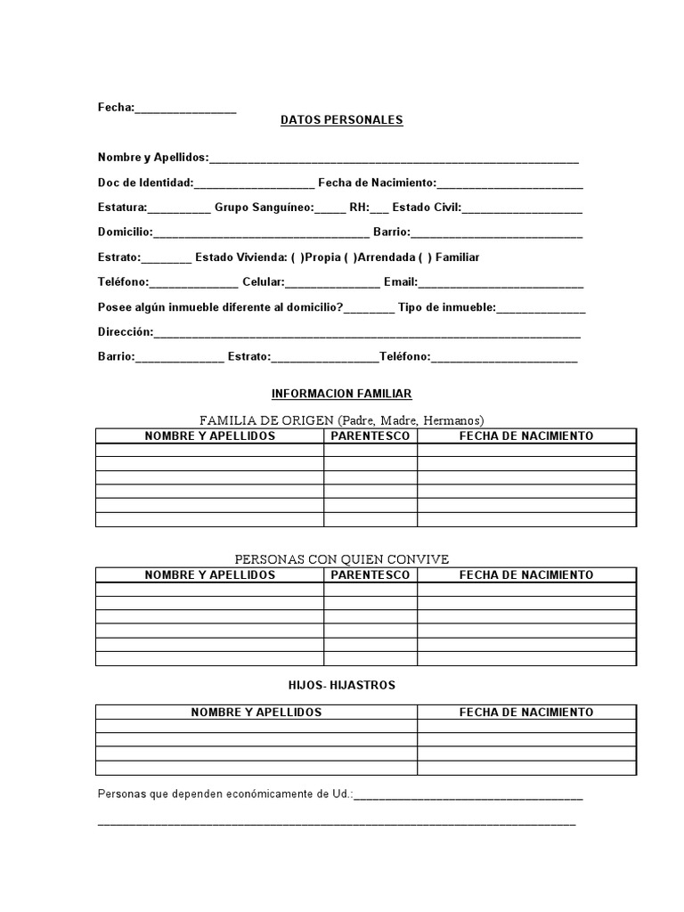 Formato de Actualización de Datos Personales | PDF | Bienestar | Derecho laboral